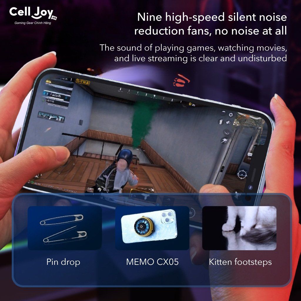 Quạt tản nhiệt điện thoại sò lạnh MEMO CX04 hút nam châm chính hãng – Celljoy