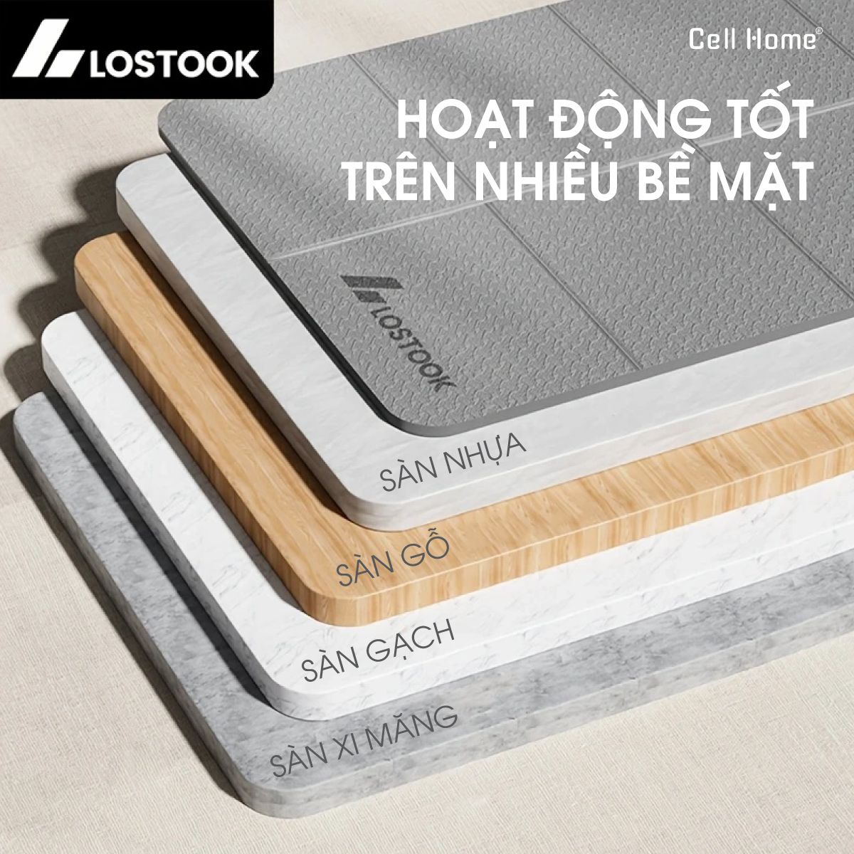 Thảm yoga du lịch Lostook gấp gọn tiện lợi chống trượt chống thấm – Celljoy