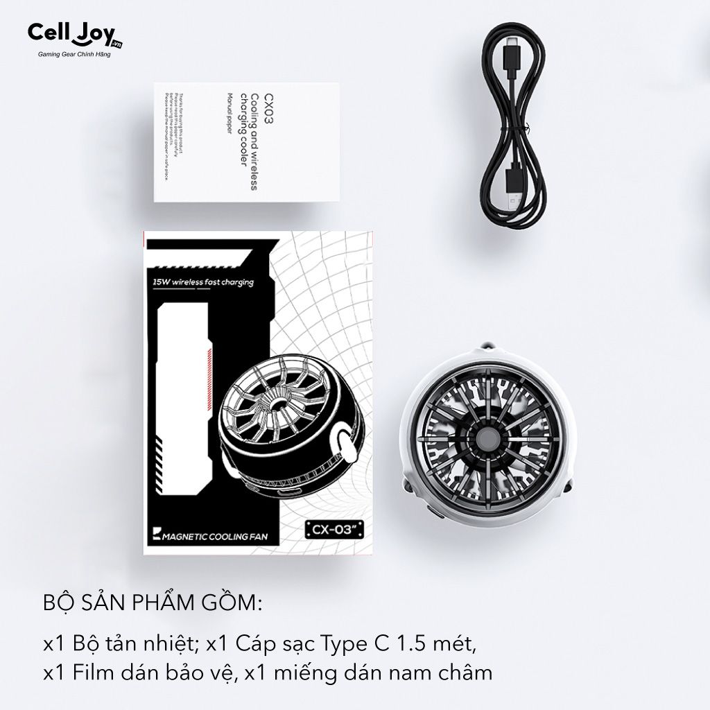 Quạt tản nhiệt kết hợp sạc không dây hút nam châm MEMO CX03 chính hãng – Celljoy