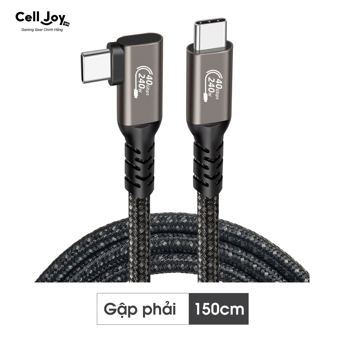 Cáp TypeC xuất hình ảnh gập 90 độ Type-C to Type-C USB4 40Gbps/240W/8K ...