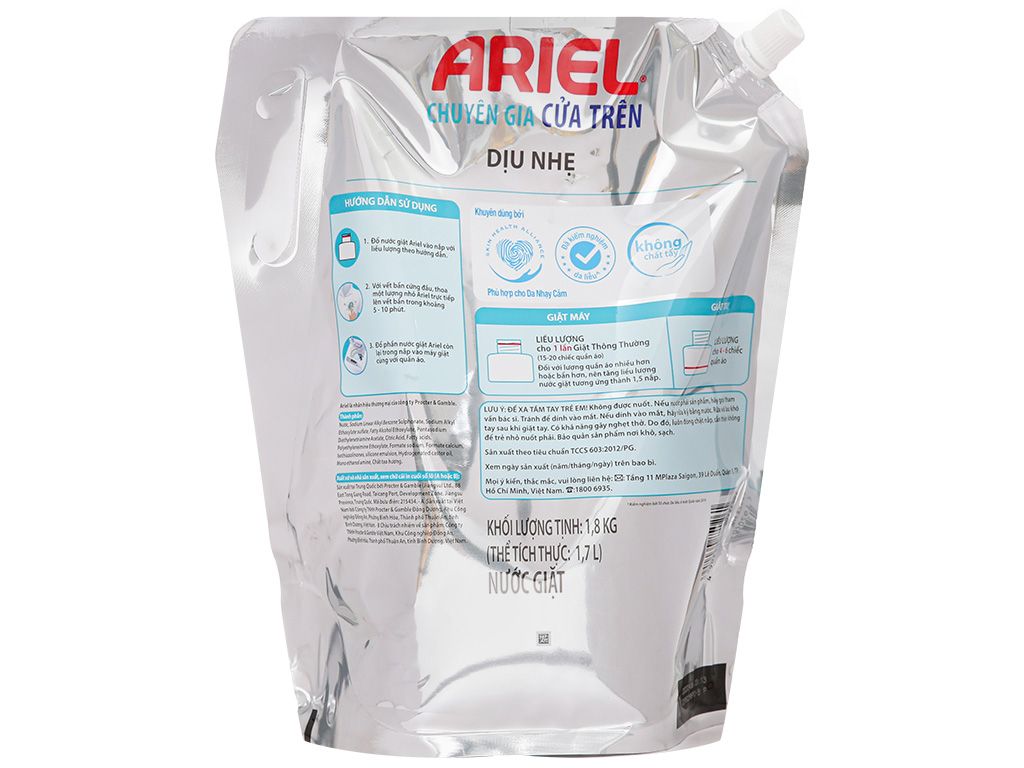 Nước Giặt Ariel Chuyên Gia Cửa Trên Dịu Nhẹ Cho Da Nhạy Cảm Túi 17 Siêu Thị Sách And Tiện Ích