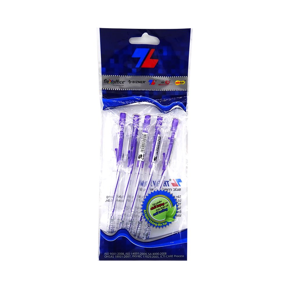 Bút Bi TL-027 - Mực Tím - Thiên Long - Vỉ 5 Cây – Siêu Thị Sách & Tiện ...