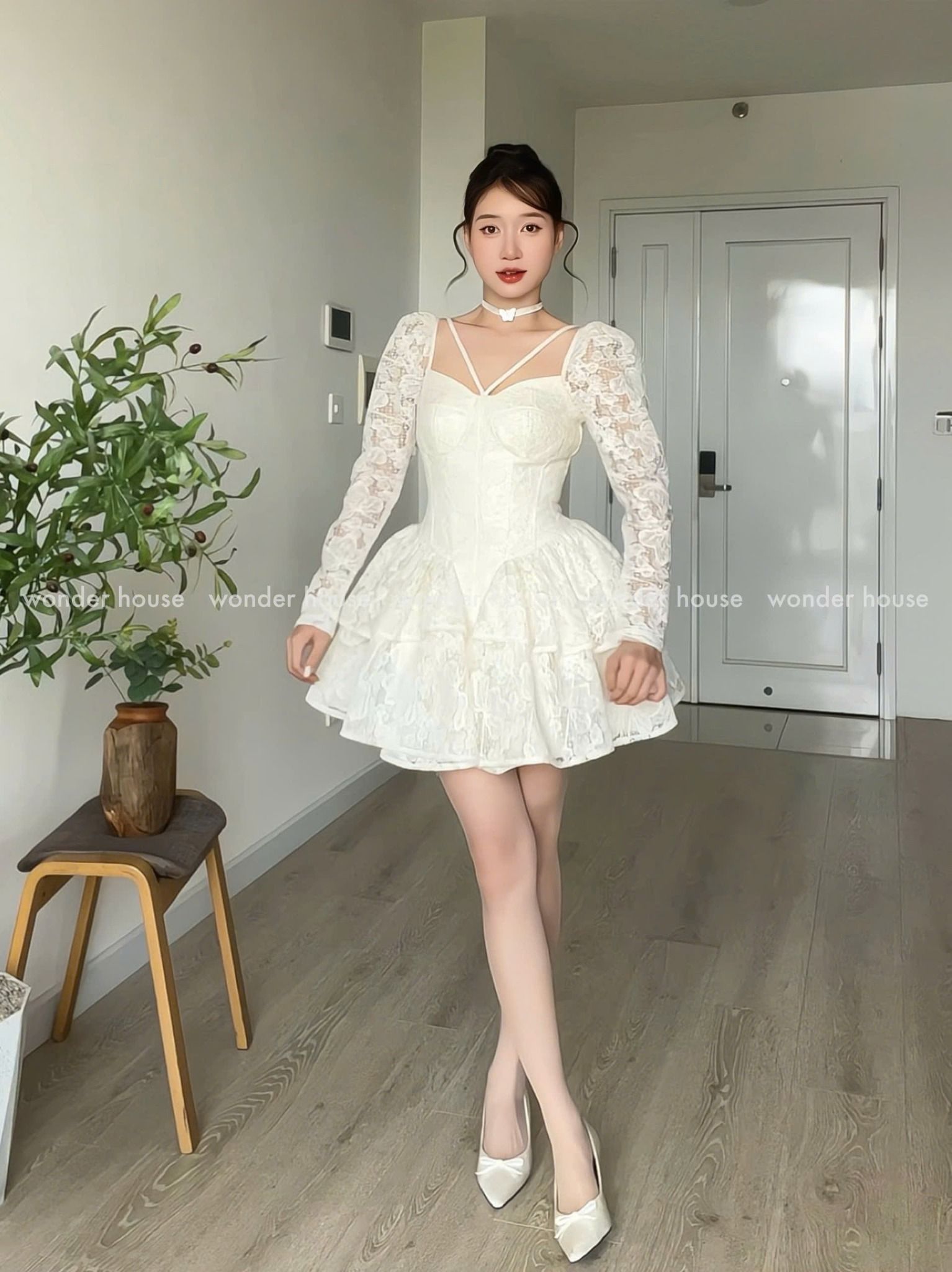 Rosy Dress - Đầm ren dự tiệc xòe dáng cao cấp màu kem – Wonder House