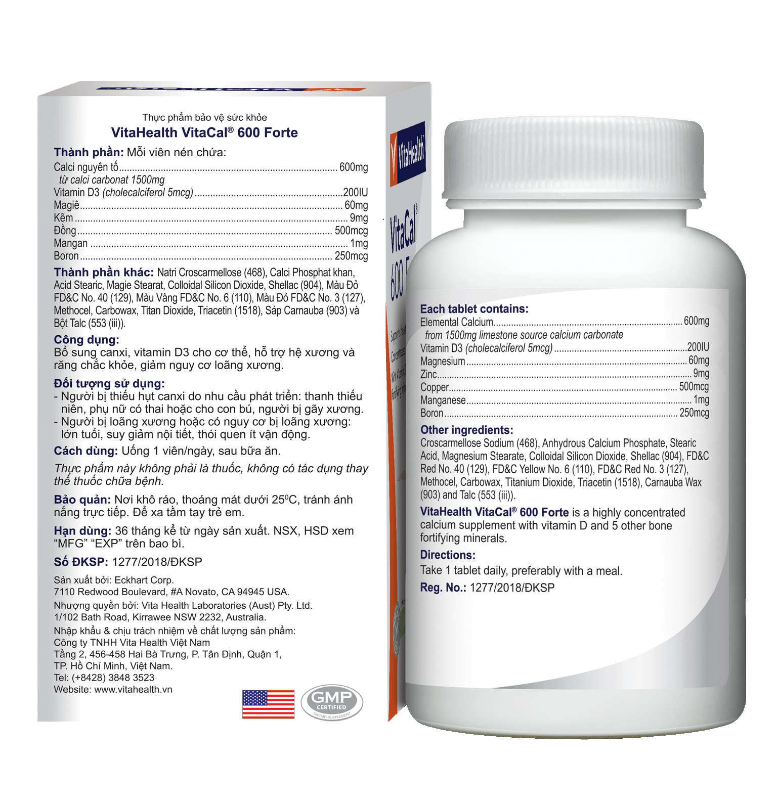 Viên uống Vitacal 600 Forte VitaHealth hỗ trợ hệ xương và răng chắc kh ...