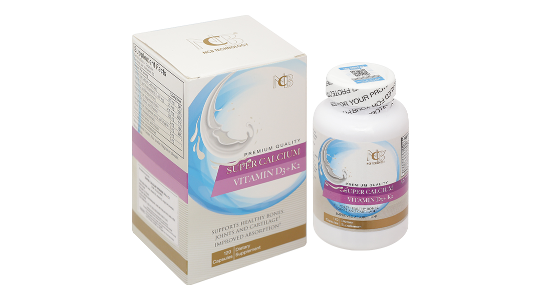 Super Calcium Vitamin D3 + K2 giúp xương, khớp, sụn khỏe mạnh hộp 120 ...