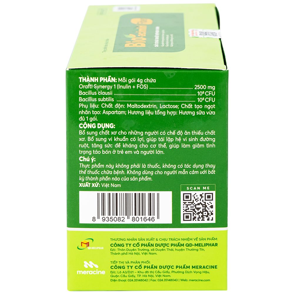 Cốm vi sinh Bio-acimin Fiber QD-Meliphar bổ sung chất sơ hòa tan, giảm ...