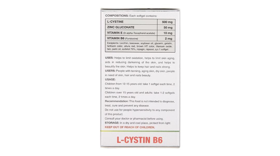 L-Cystin B6 làm đẹp da, tóc, móng hộp 60 viên – Sunrose.vn - TPCN Nhập ...
