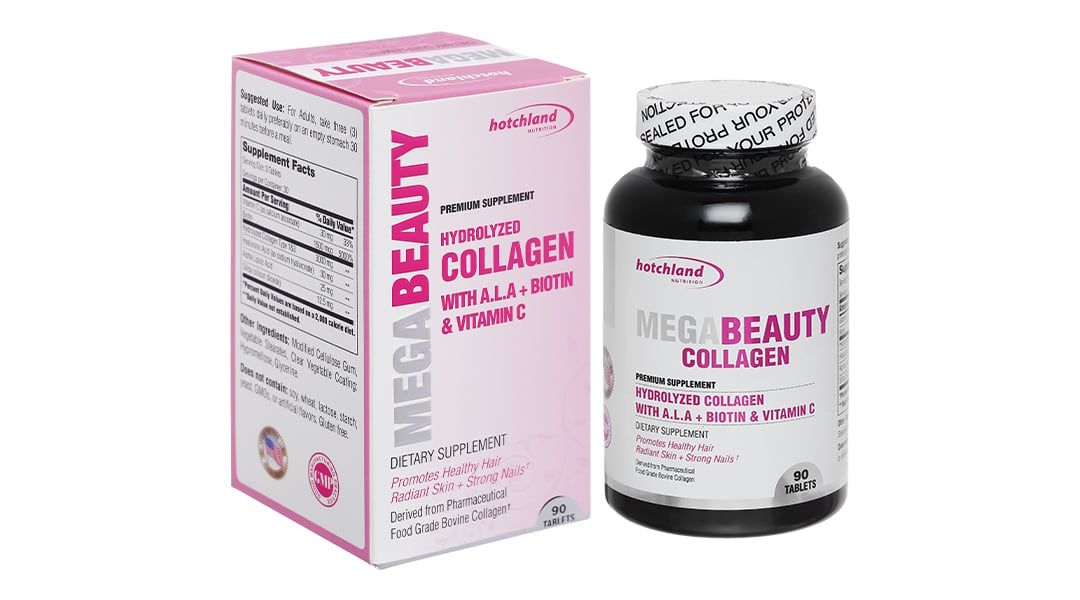 Hotchland Mega Beauty Collagen làm đẹp da, tóc, móng hộp 90 viên ...