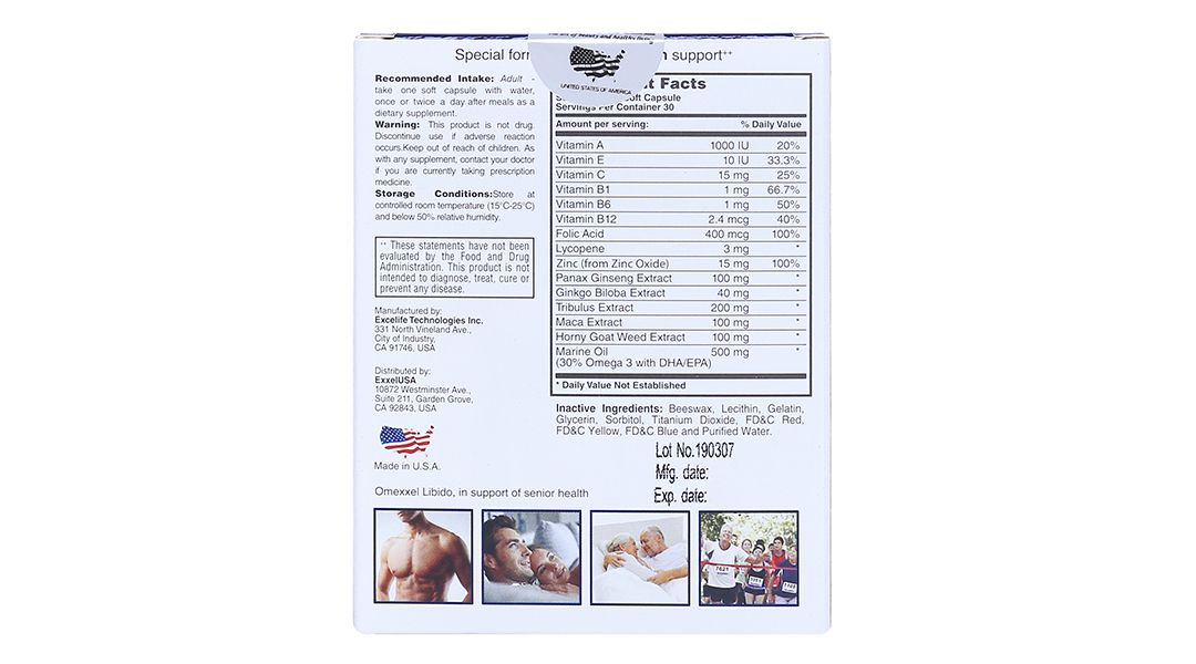 Omexxel Libido Plus Omega 3 tăng cường sinh lý nam hộp 30 viên ...