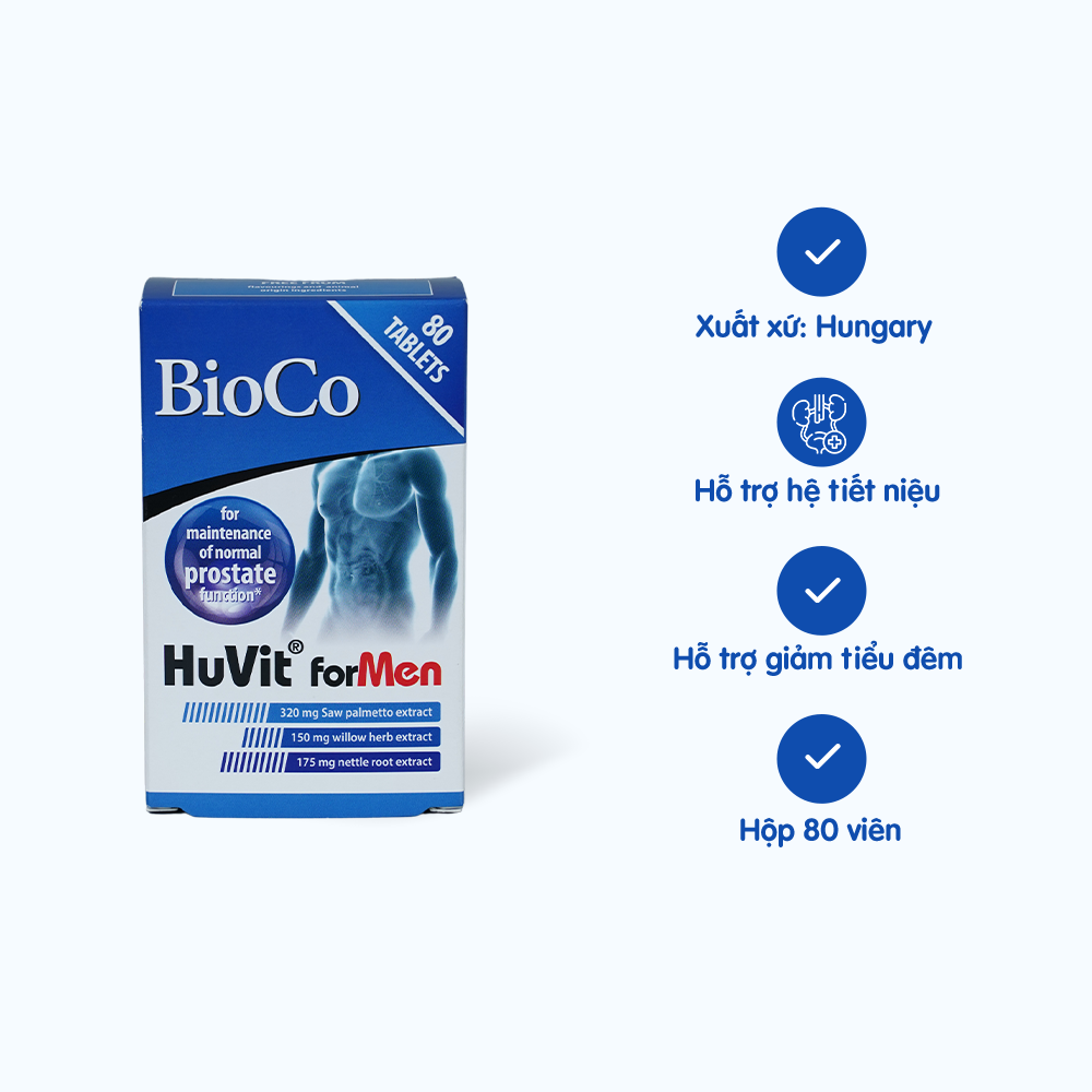Viên uống Bioco Huvit for Men giúp duy trì chức năng tuyến tiền liệt ...