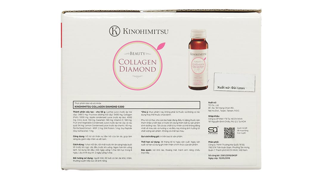 Nước uống Kinohimitsu Collagen Diamond hỗ trợ làm đẹp da hộp 16 chai x ...