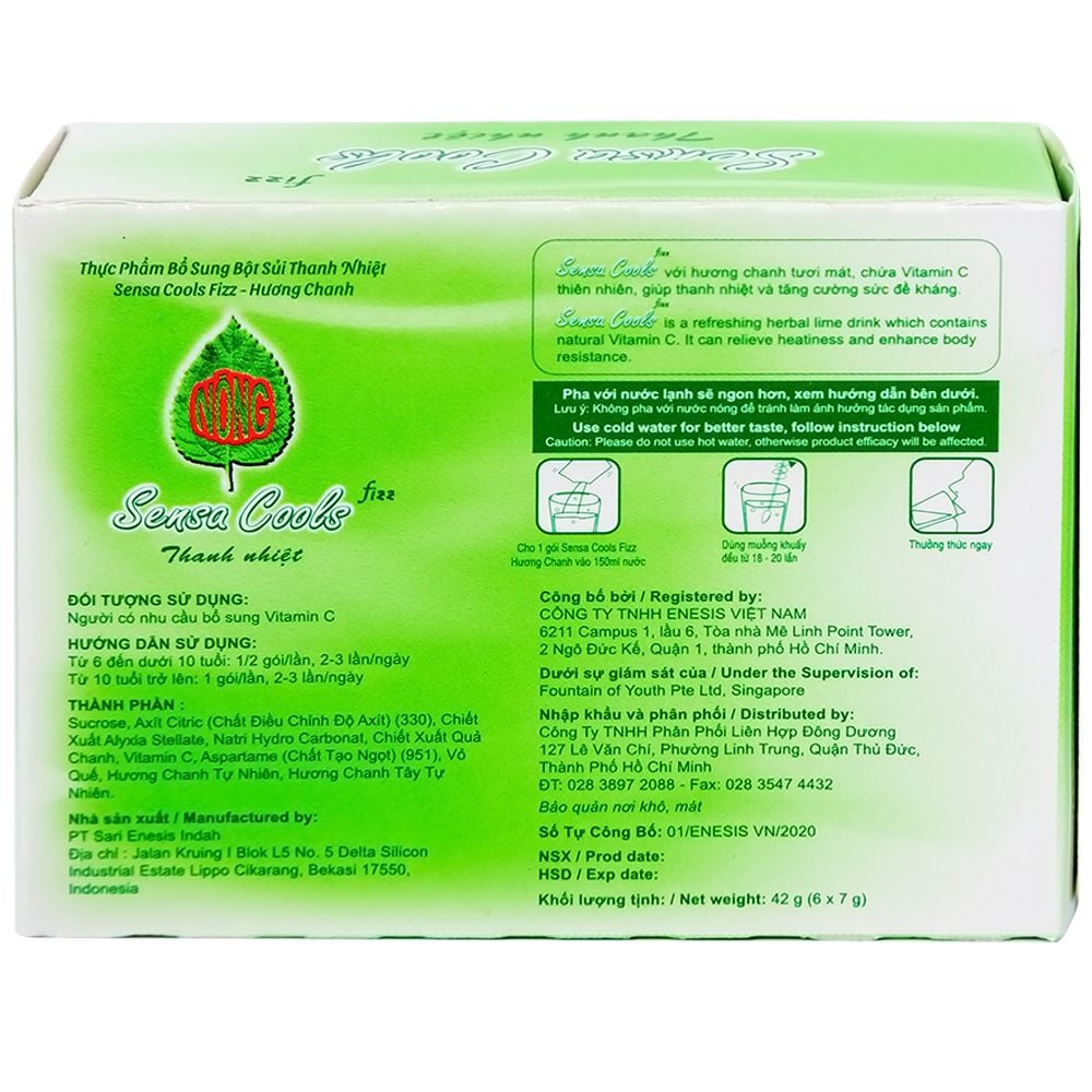 Bột sủi Sensa Cools Enesis giúp thanh nhiệt cơ thể và tăng cường sức ...