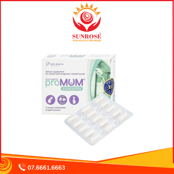 Viên uống proMUM Vomarin hỗ trợ giảm buồn nôn cho phụ nữ mang thai, tă ...
