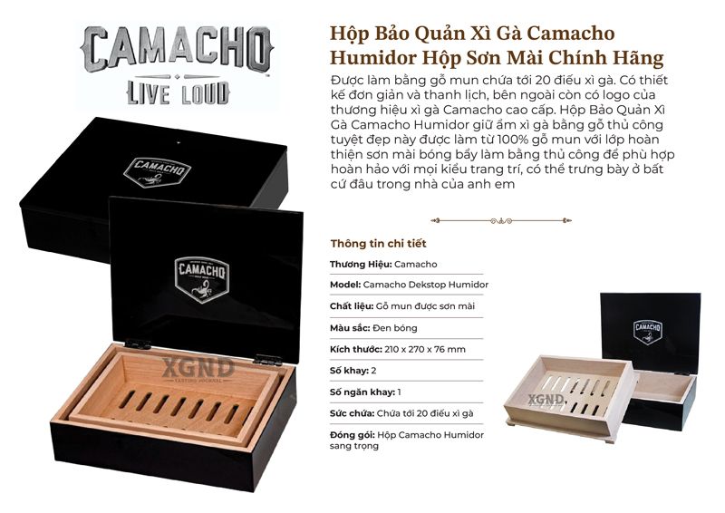 Hộp Bảo Quản Xì Gà Camacho Humidor Hộp Sơn Mài Chính Hãng