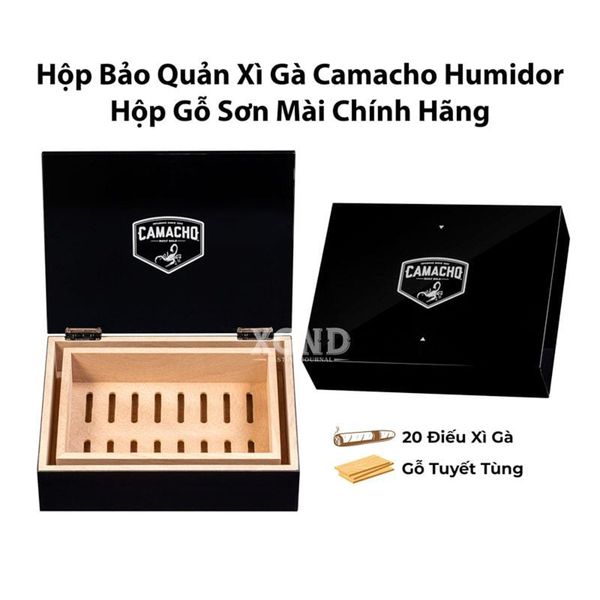 Hộp Bảo Quản Xì Gà Camacho Humidor Hộp Sơn Mài Chính Hãng