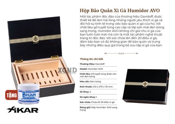 Hộp Bảo Quản Xì Gà Humidor AVO - Hộp Sơn Mài Chính Hãng