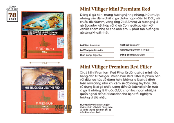 Cigar Villiger Premium Red Filter - Xì Gà Mini Chính Hãng
