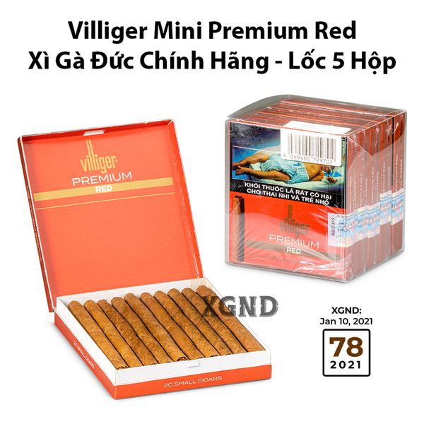 Cigar Villiger Premium Red - Xì Gà Mini Đức Chính Hãng - Hộp 20 Điếu