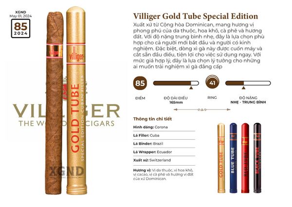 Bán Cigar Villiger Gold Tube Special Cuba Filler Chính Hãng - 1 Điếu