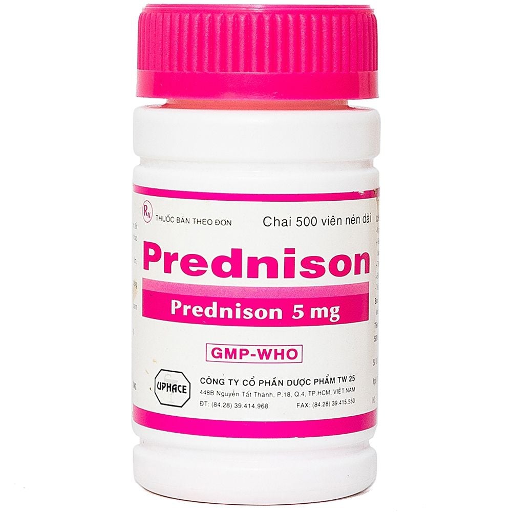 Prednison Prednisolon 5mg Uphace TW 25 (C/500v) (Hồng) – SHOPTHUOC