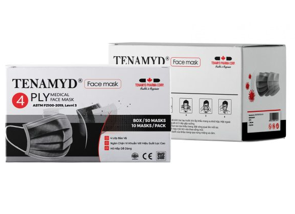 Khẩu trang y tế 4 lớp PLY Tenamyd (Thùng/50H/50c) (Đen) – SHOPTHUOC