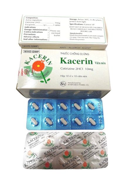 Kacerin Cetirizine 10mg Khapharco (vỉ xanh) (H/100v) – SHOPTHUOC