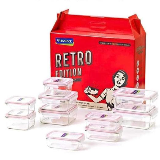 Set 10 hộp thuỷ tinh Glasslock Made in Korea