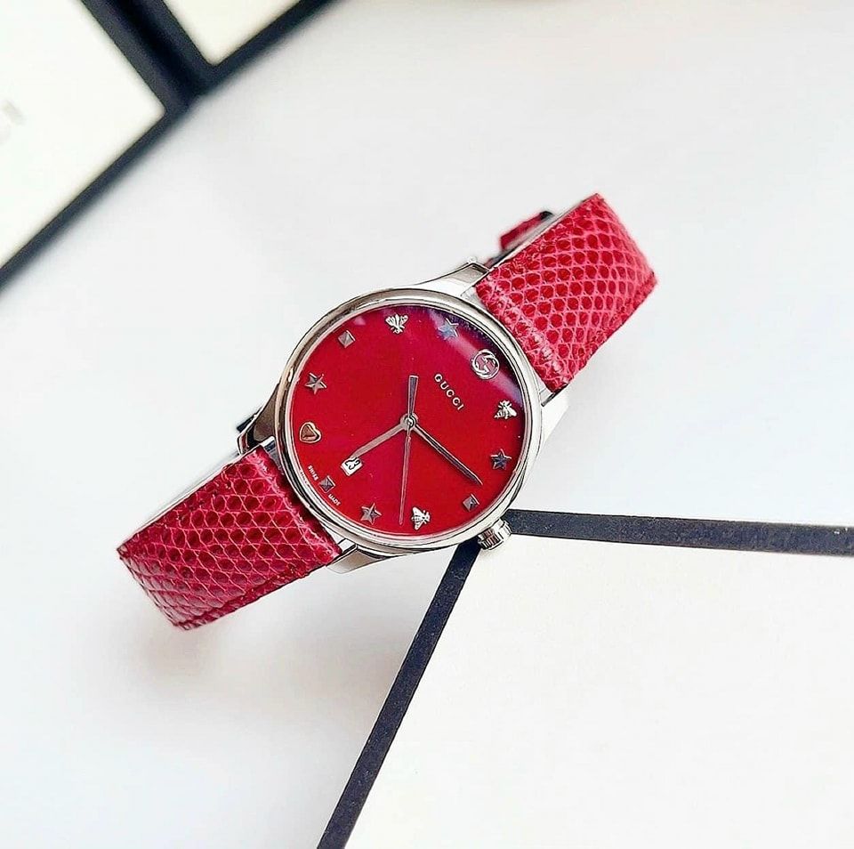 Đồng hồ thời trang Gucci G-Timeless Red Mop Dial Red Leather YA126584