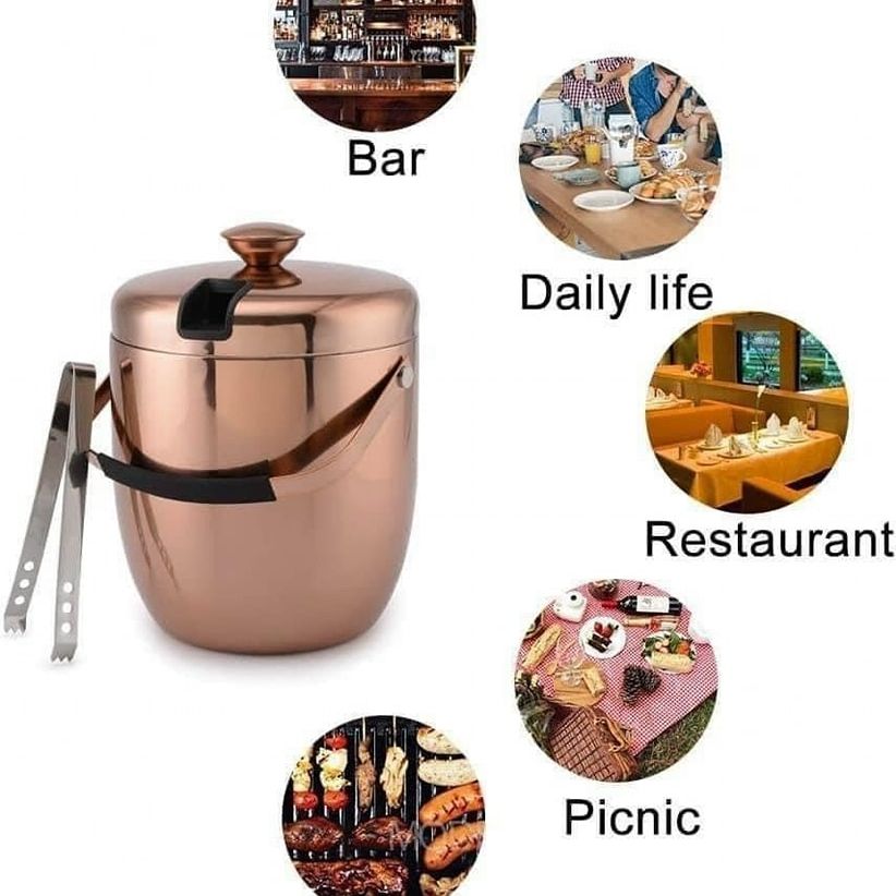 Xô đá inox Ice Bucket màu đồng