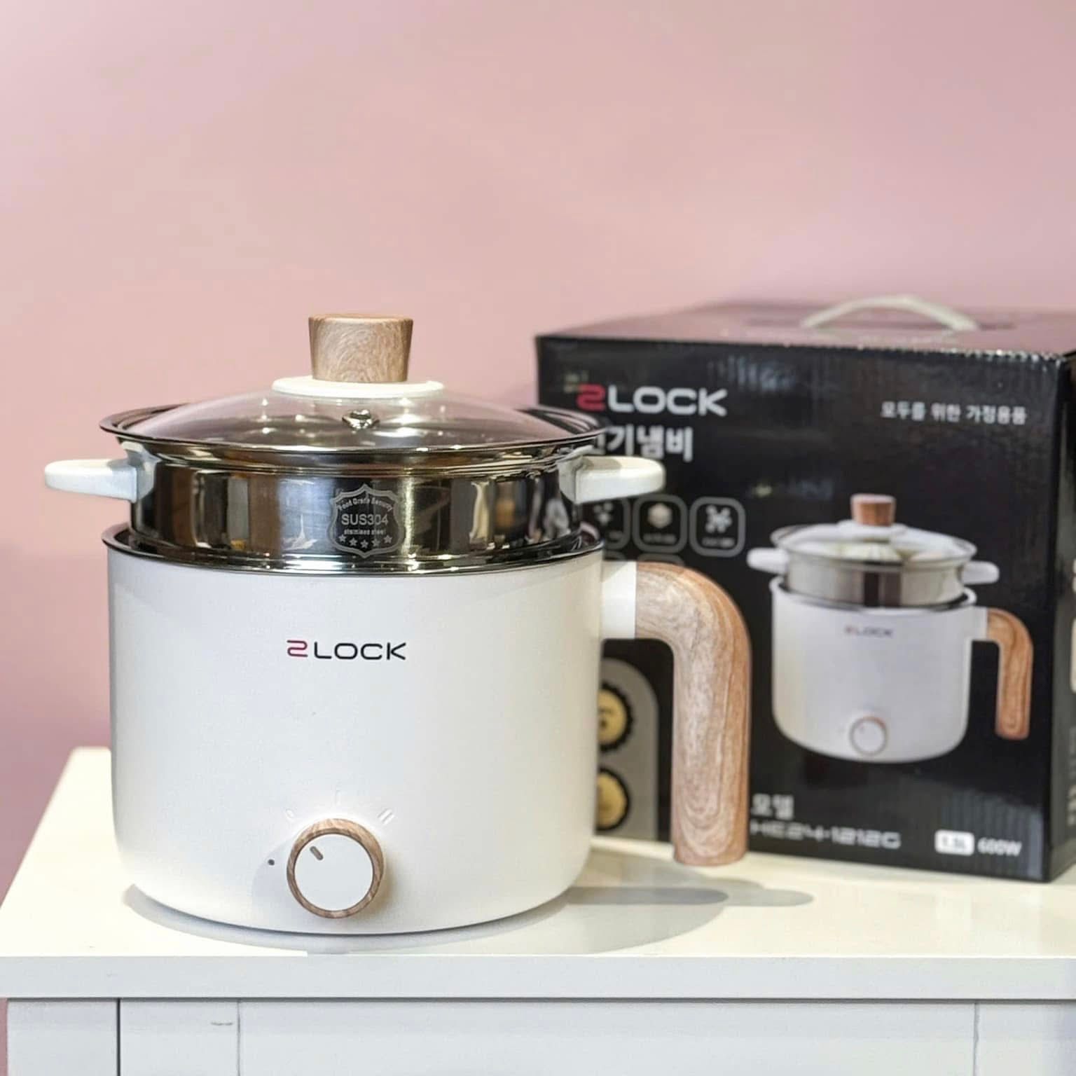 Nồi điện mini 2Lock kèm giá hấp/luộc trứng