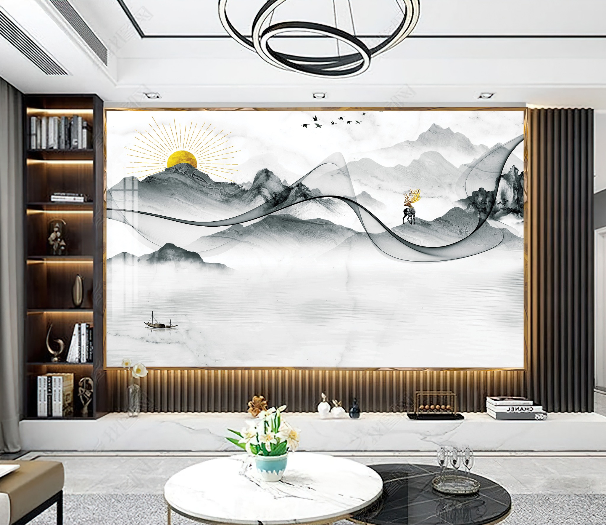 Tranh PVC ốp tường - Tranh Vân mây thạch anh | BST23 Tranh PVC