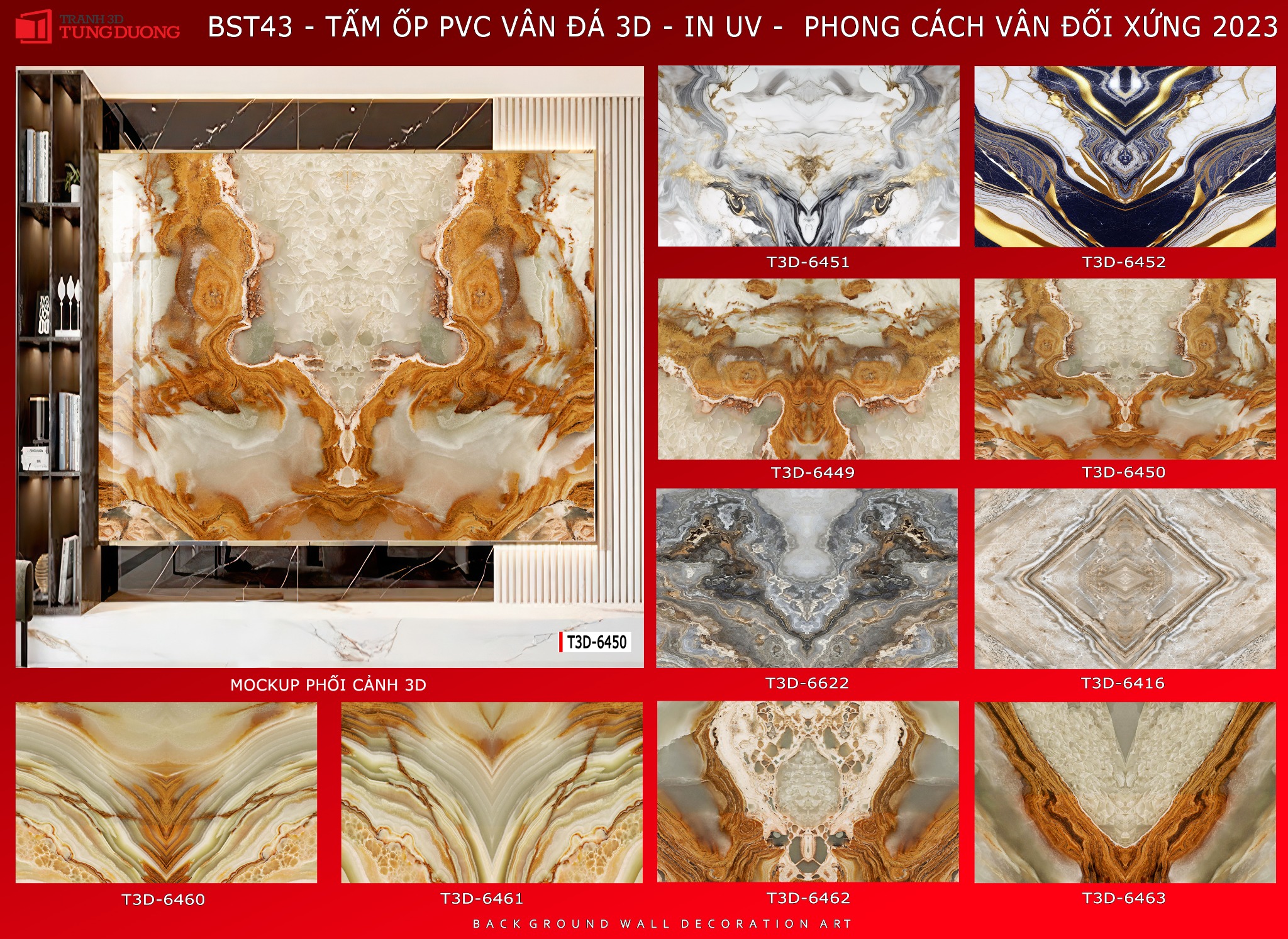 Tranh PVC ốp tường - Tranh Vân mây thạch anh | BST14 Tranh PVC