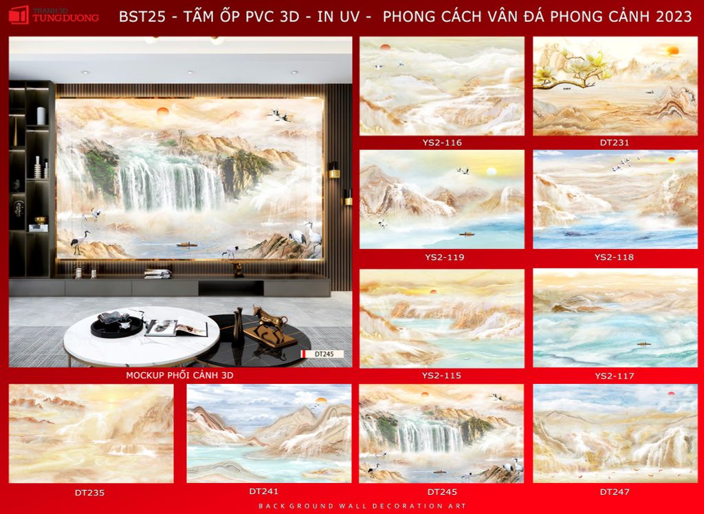 Tranh PVC ốp tường - Tranh Vân mây thạch anh | BST09 Tranh PVC