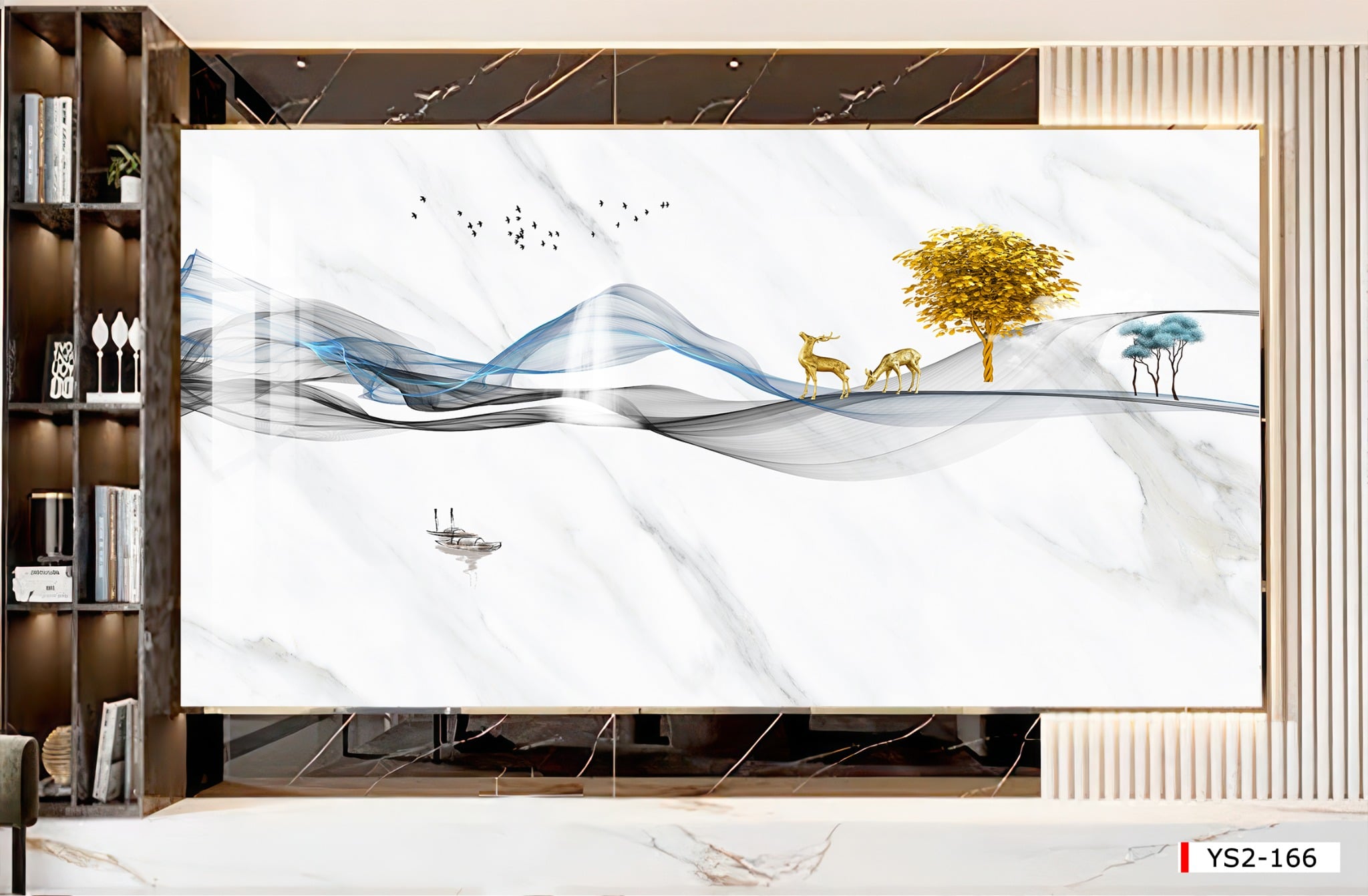 Tranh PVC ốp tường - Tranh Vân mây thạch anh | BST16Tranh PVC