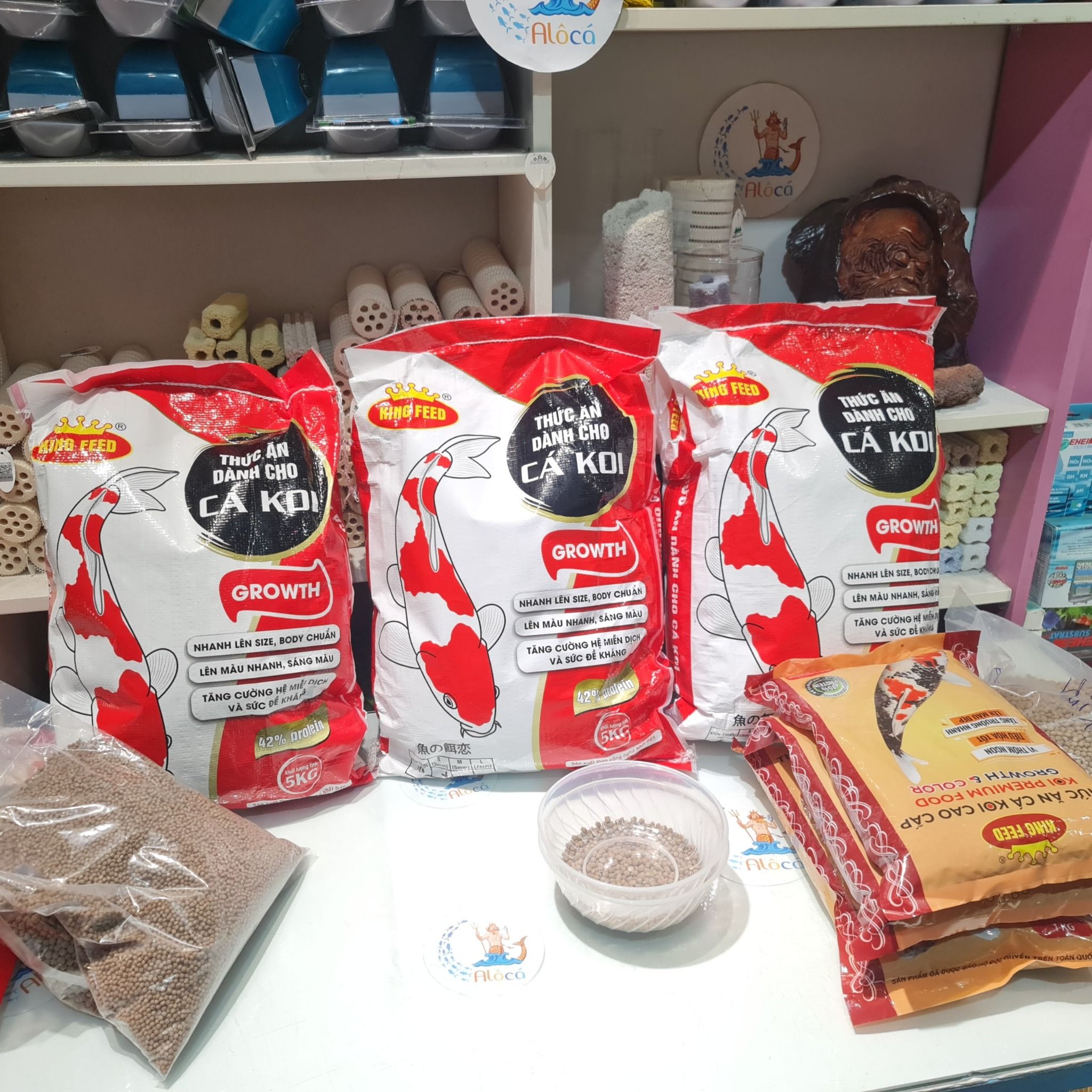 1kg, 5kg Cám KING FEED GROW & COLOR đạm cao 45% TĂNG MÀU với công thức ...