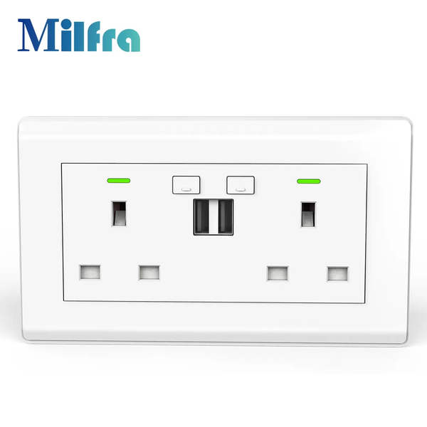 TBU02 UK Smart Wall Socket Double USB Chager Twin Socket Tuya Smart Ap ...