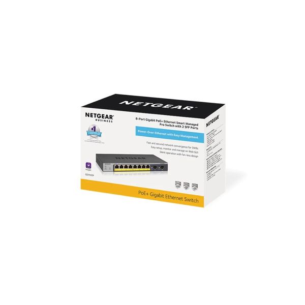 NETGEAR GS110TPv3 8-Port Gigabit Ethernet Smart Managed Pro PoE Switch ...