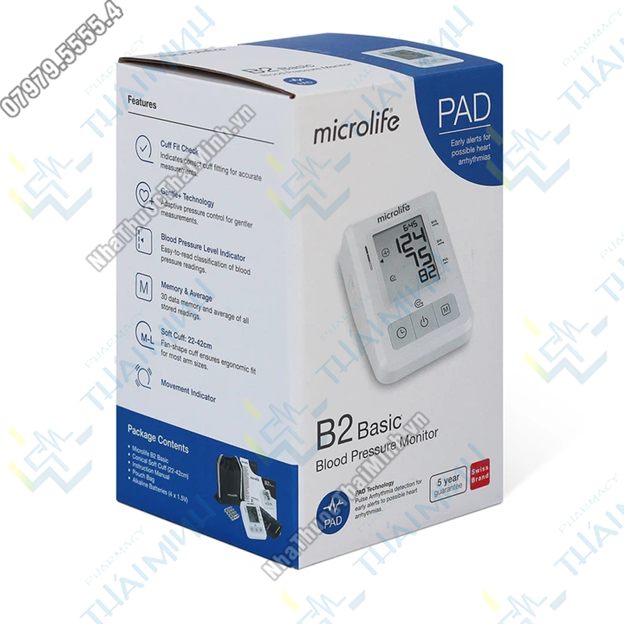 Máy đo huyết áp Microlife B2 Basic hỗ trợ đo huyết áp – Nhà thuốc Thái Minh