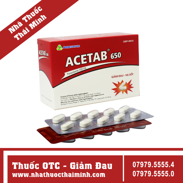 Thuốc Acetab 650 - Giảm đau, hạ sốt (10 vỉ x 10 viên) – Nhà thuốc Thái Minh