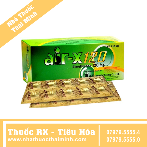 Thuốc Air-X 120mg R.X hỗ trợ điều trị các triệu chứng đầy hơi 100 viên ...