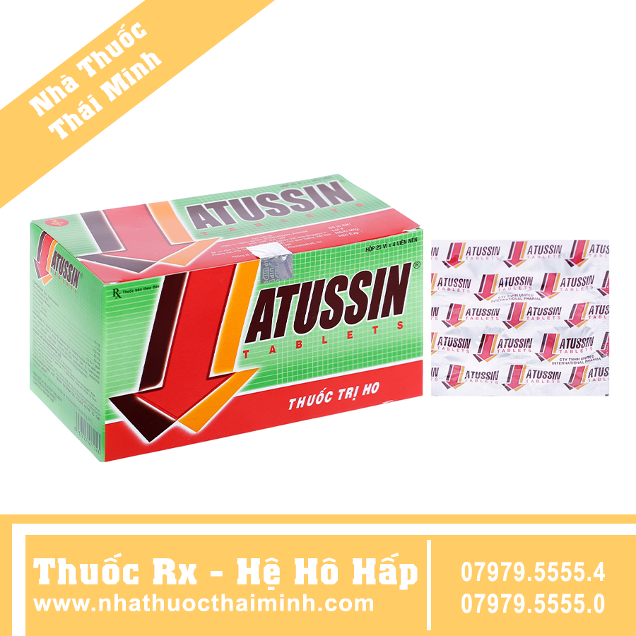 Thuốc Atussin - Điều trị các chứng ho trong bệnh lý hô hấp (25 vỉ x 4 ...
