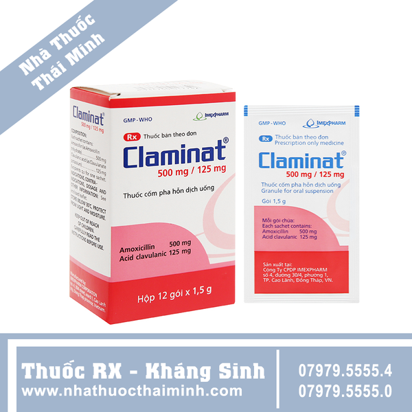 Thuốc Cốm pha hỗn dịch uống Claminat 500mg/125mg (12 gói) – Nhà thuốc ...