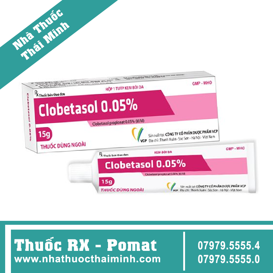 Clobetasol 0.05% VCP 15g – Kem bôi da trị viêm ngứa – Nhà thuốc Thái Minh