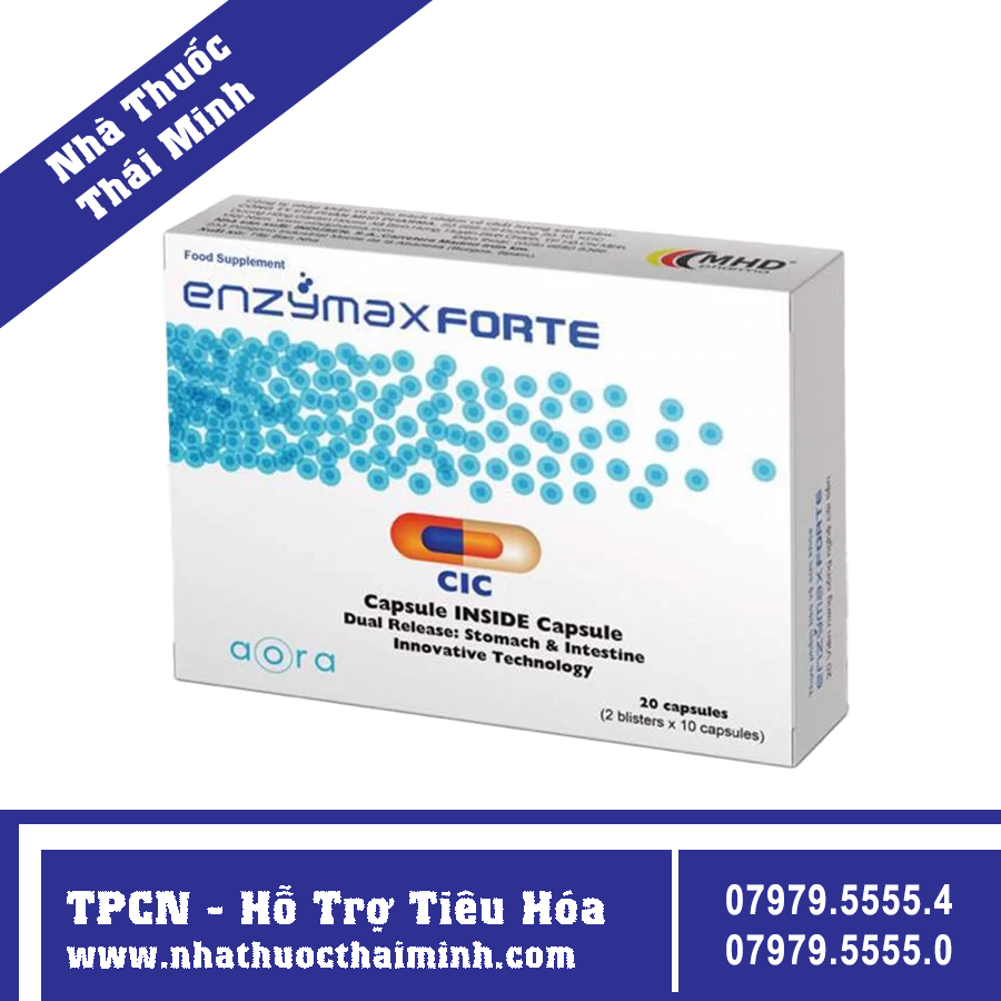 Viên hỗ trợ tiêu hóa Enzymax Forte (Hộp 20 viên) – Nhà thuốc Thái Minh