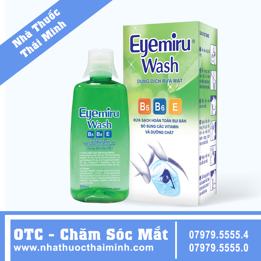 Dung dịch rửa mắt Eyemiru Wash Nitto Medic rửa sạch bụi bẩn (500ml ...