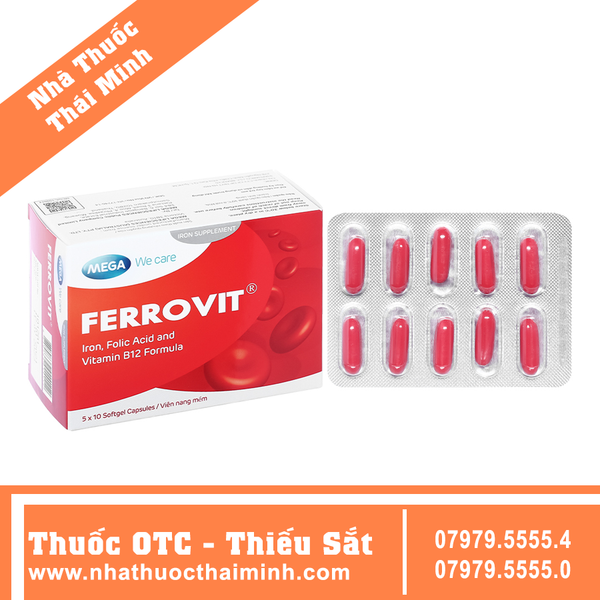 Thuốc Ferrovit - Hỗ trợ điều trị thiếu máu do thiếu sắt (5 vỉ x 10 viê ...