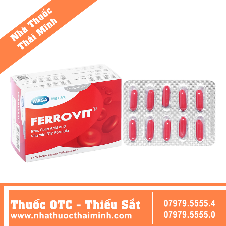 Thuốc Ferrovit - Hỗ trợ điều trị thiếu máu do thiếu sắt (5 vỉ x 10 viê ...