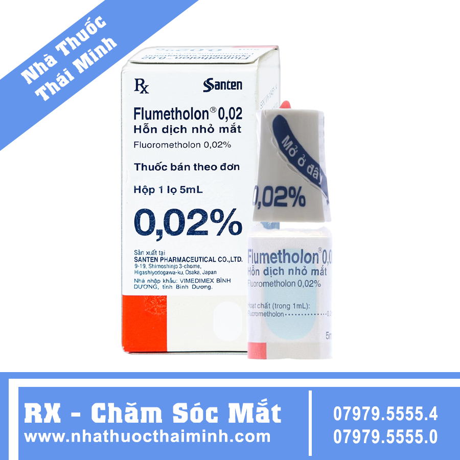 Thuốc nhỏ mắt Flumetholon 0.02% Santen điều trị các bệnh viêm phía ngo ...