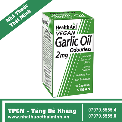 HealthAid Vegan Garlic Oil Odourless 2mg là sản phẩm bổ sung dầu tỏi d ...