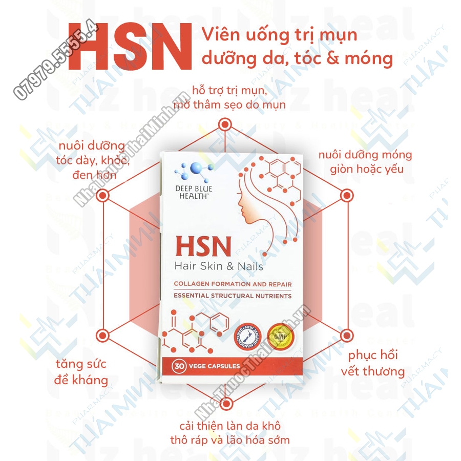 Viên Uống Dưỡng Tóc, Da Và Móng Deep Blue Health HSN Hair Skin & Nail ...